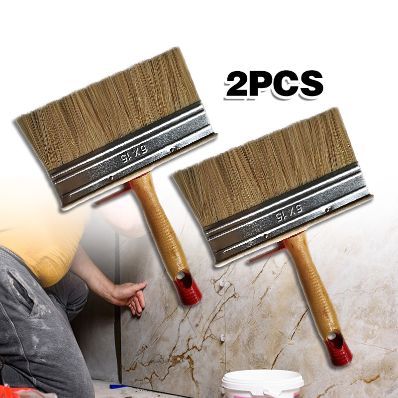 2pcs Smooth Flat Head Paint Brush Durable Limewash Brush For Wall ...