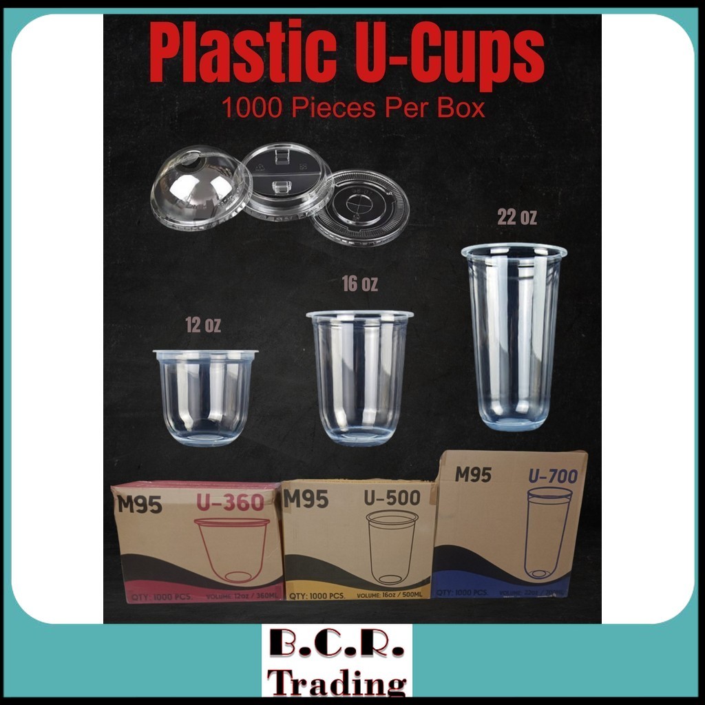 1BOX Disposable Plastic U-Cups 12oz, 16oz, 22oz - 1000pcs | Shopee ...