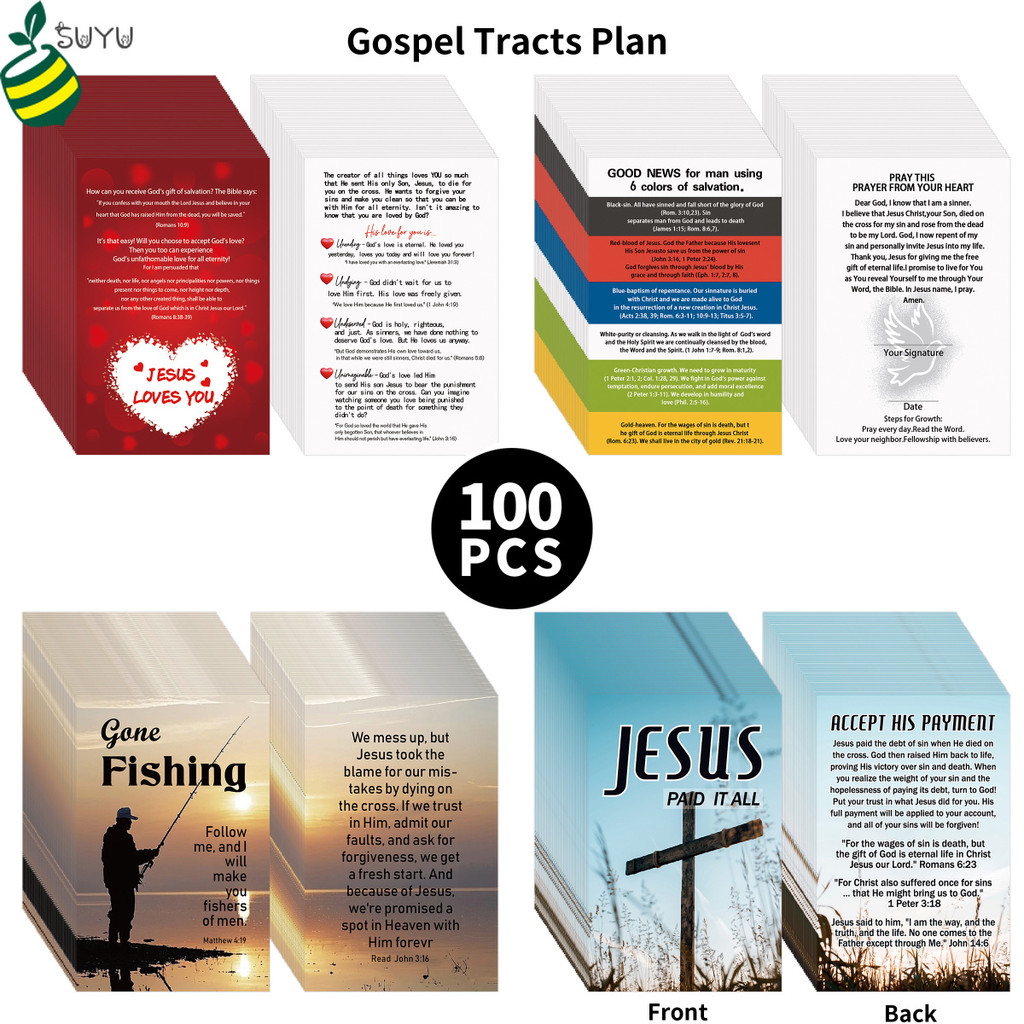 100pcs Gospel Tract Card Salvation Cards Pocket Holy Postcard Prayer ...