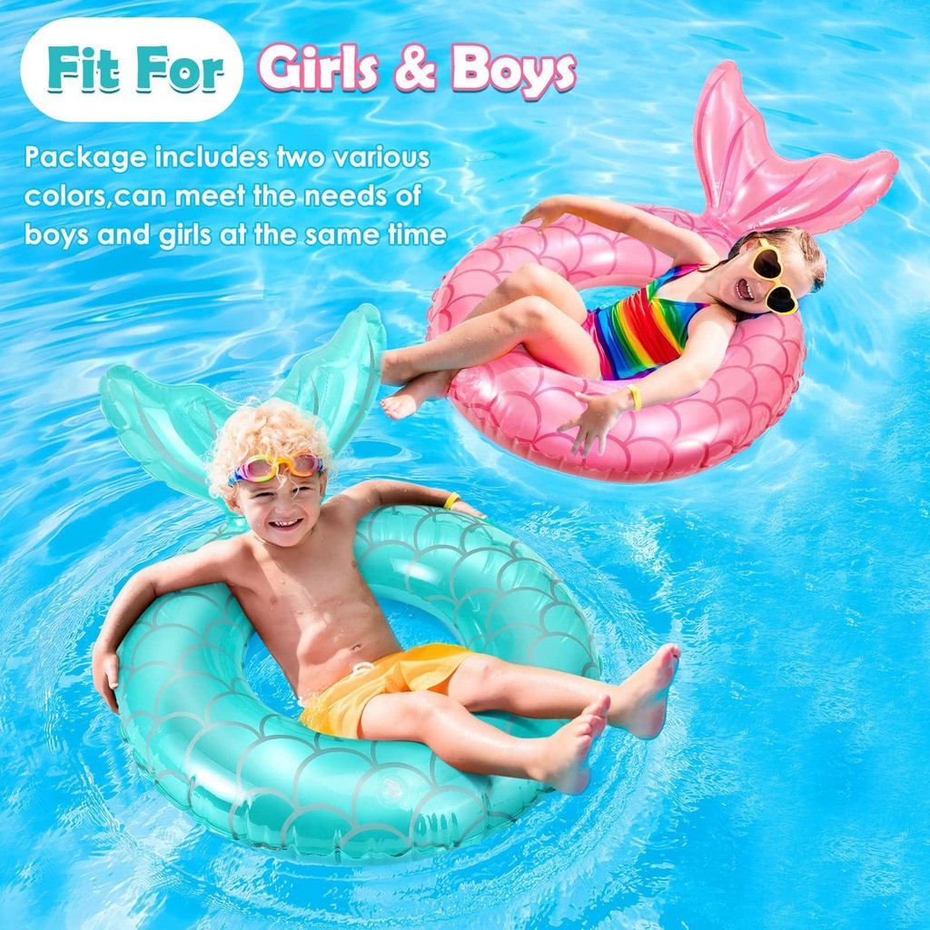 Mermaid Pool Float for Kids Tube Ring Mermaid Inflatable Trainer ...