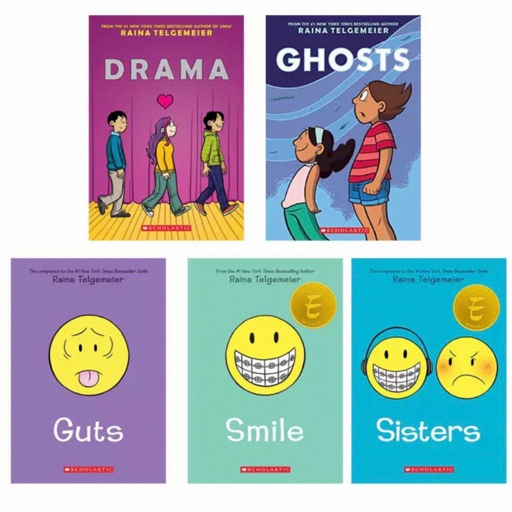 Popular Raina Telgemeier Comic Book Set! (Drama Ghosts Guts Smile ...