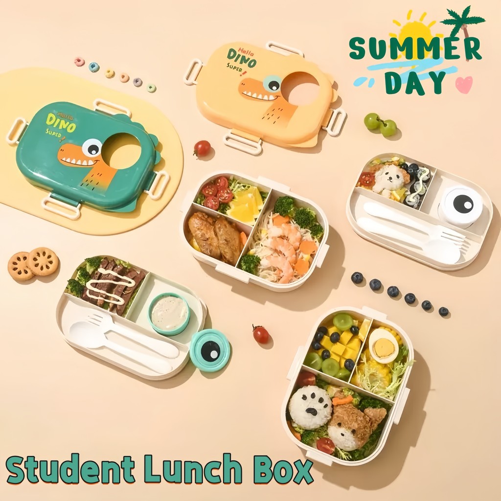 Cartoon Lunch Box For kids double layer Bento Box Cute Lunch Box With ...