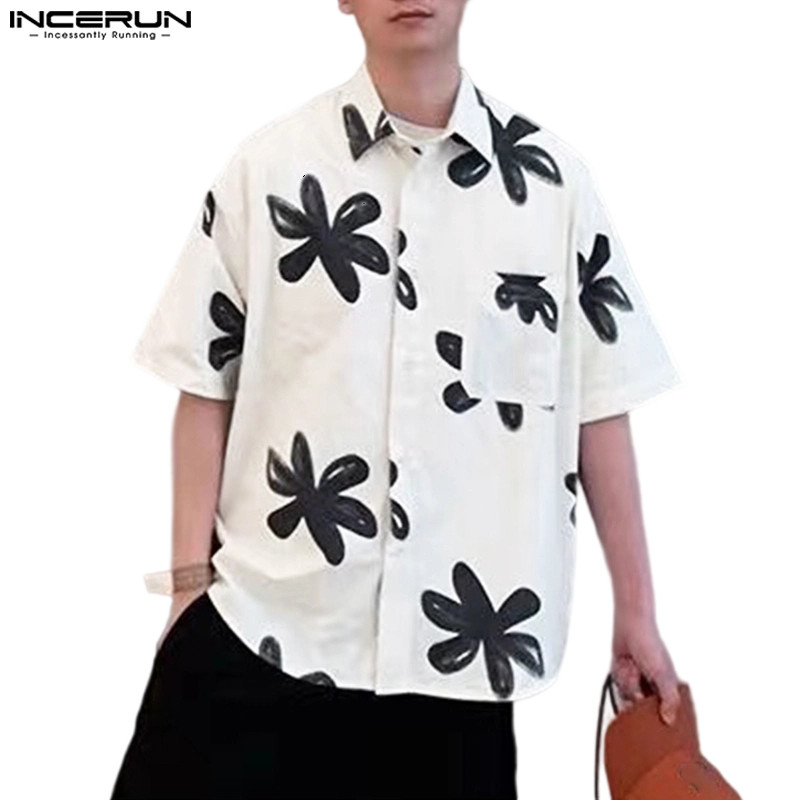 INCERUN men's fashionable floral short sleeved shirt | Shopee Philippines