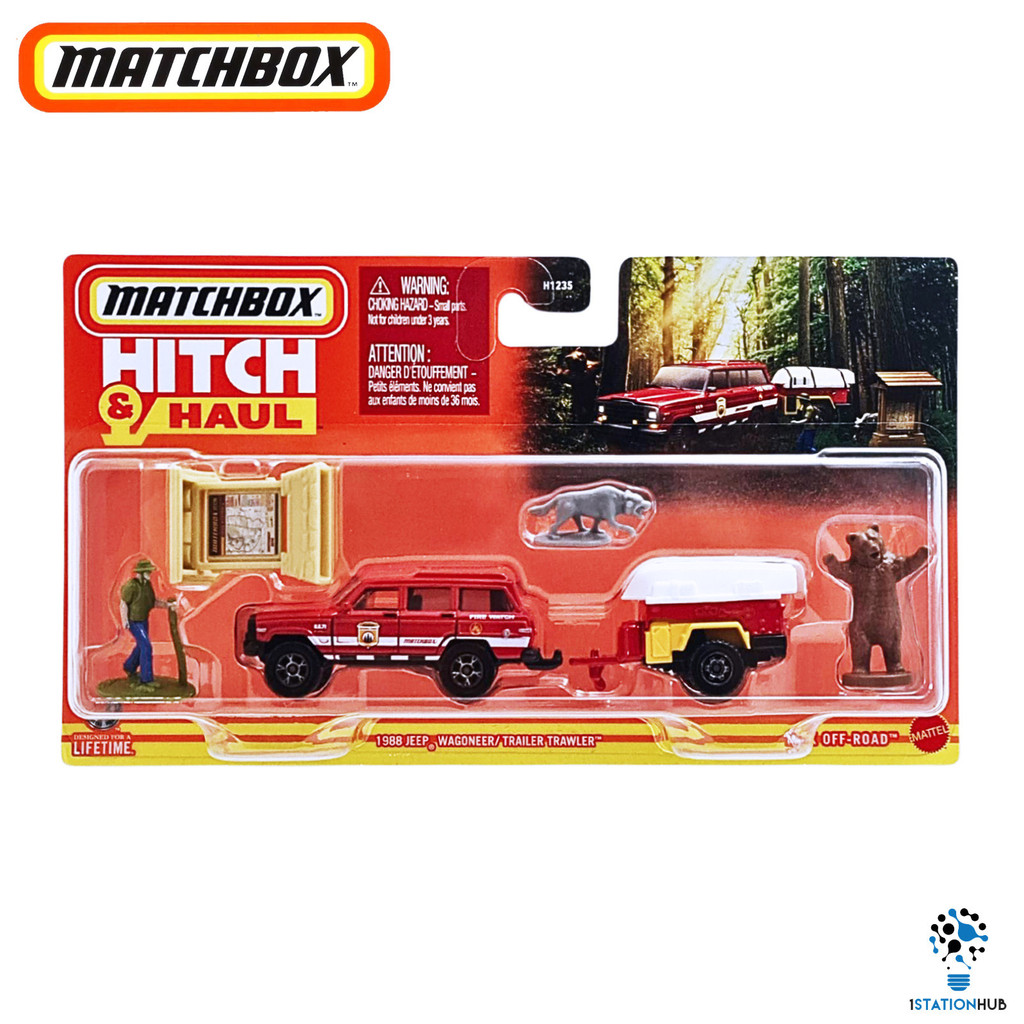Matchbox Hitch & Haul MBX Off Road 1988 Jeep Wagoneer / Trailer Trawler ...