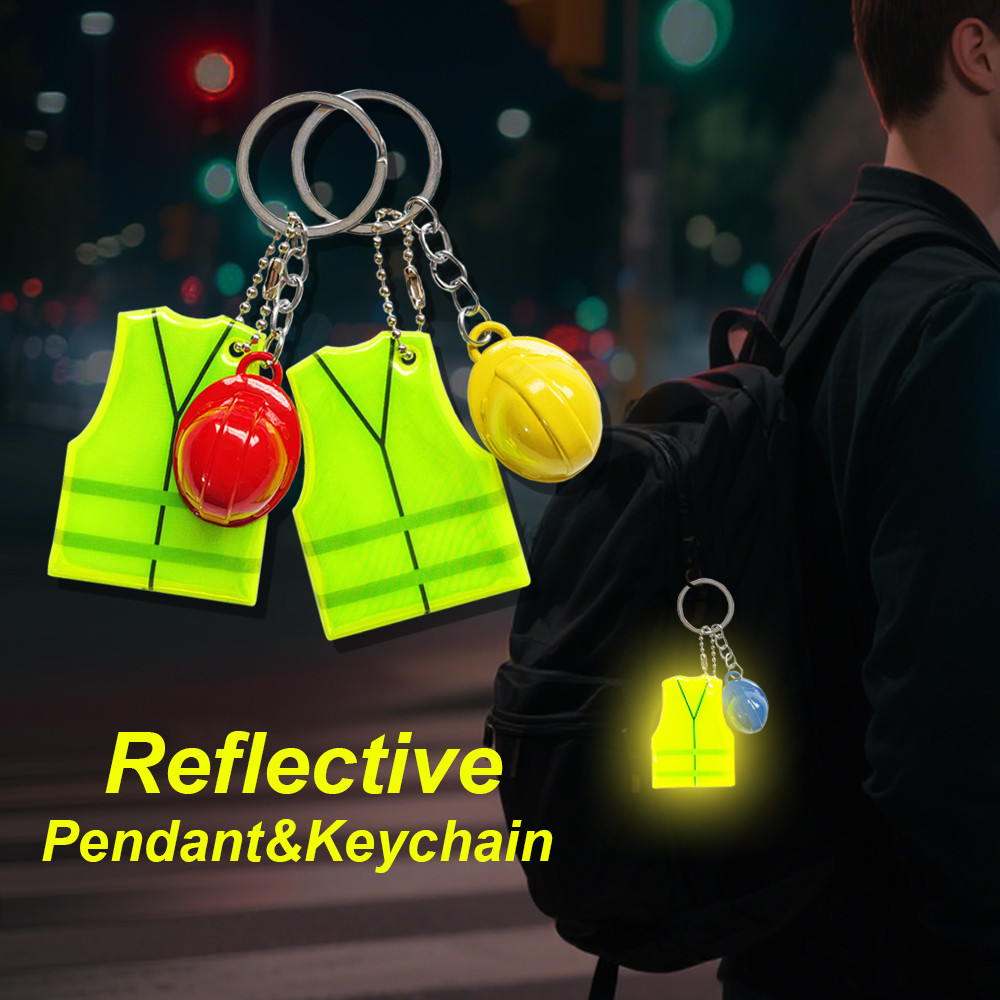 Creative Vest + Safety Helmet Shaped Keychain, Night Travel Sports ...