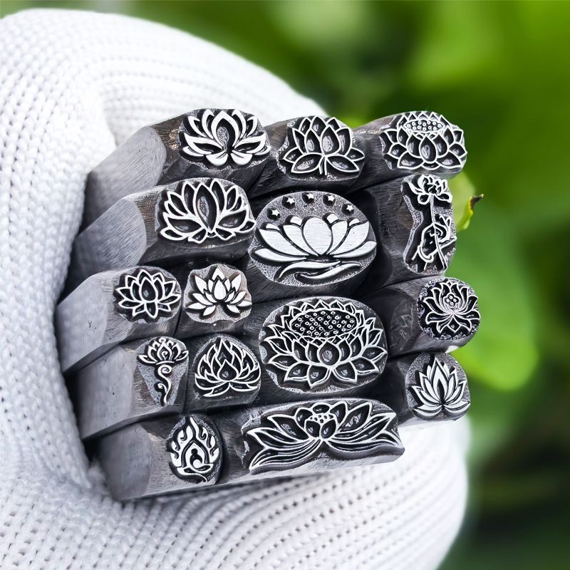 Auspicious Words Steel Seal Lotus Steel Seal Chisel Engraved Gold ...