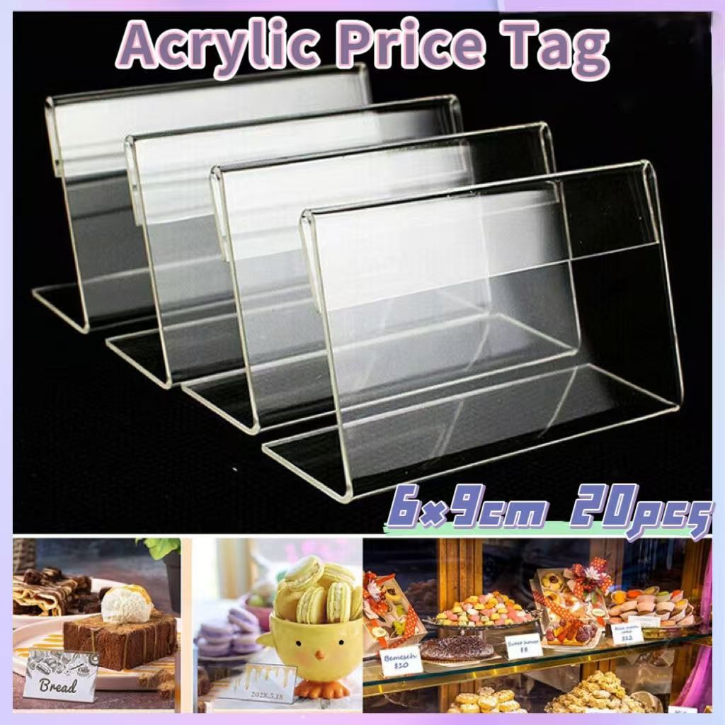 20Pcs/set Acrylic Clear Sign Display Holder L Type Tag Stand Rack Price ...