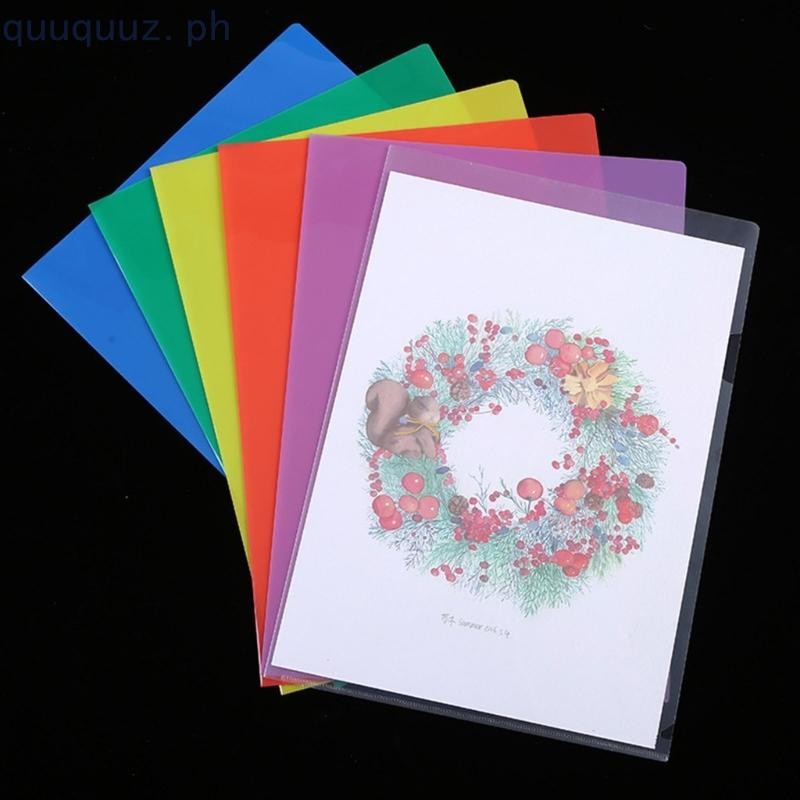 QUU A 4 Plastic Sleeves File Folder 6 Colors L Type Folders for ...