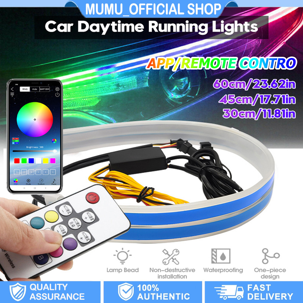 1 Pair Turn Signal Lights LED Daylight App Control RGB 12V DRL With ...