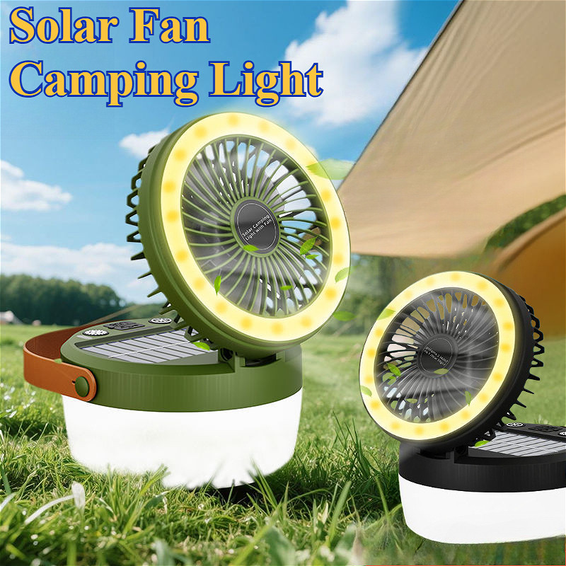 Solar Camping Light with Fan Kipas Camping Rechargeable Outdoor Long ...