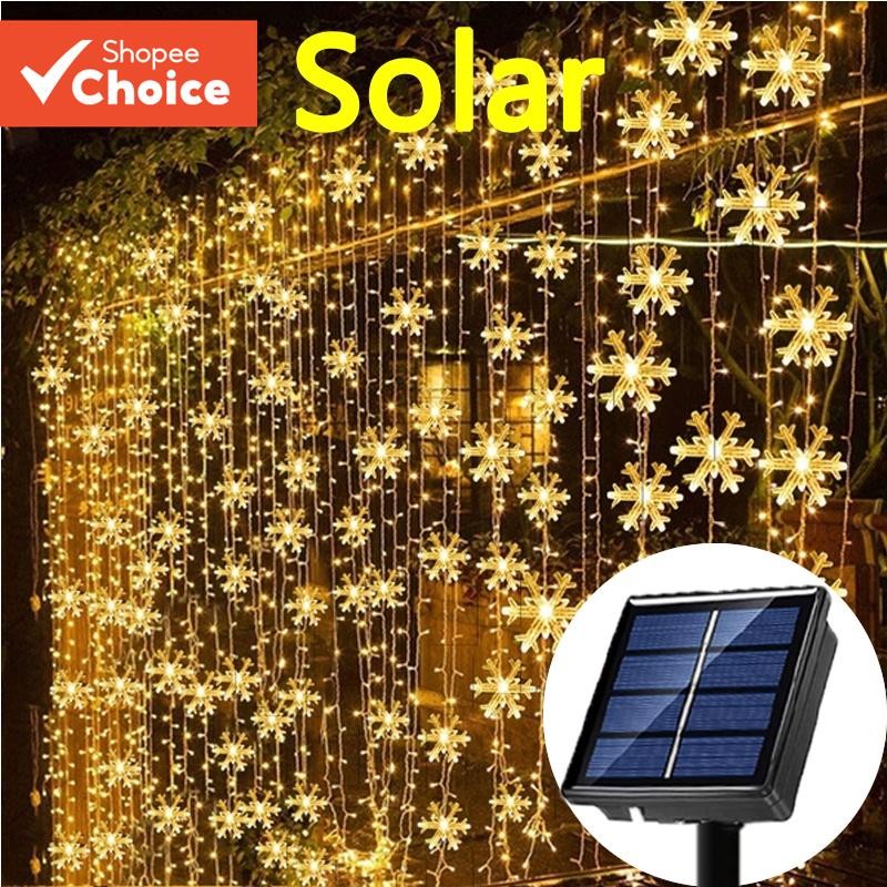 Solar Snowflake Lights String Lights Outdoor Waterproof with 8 Modes ...