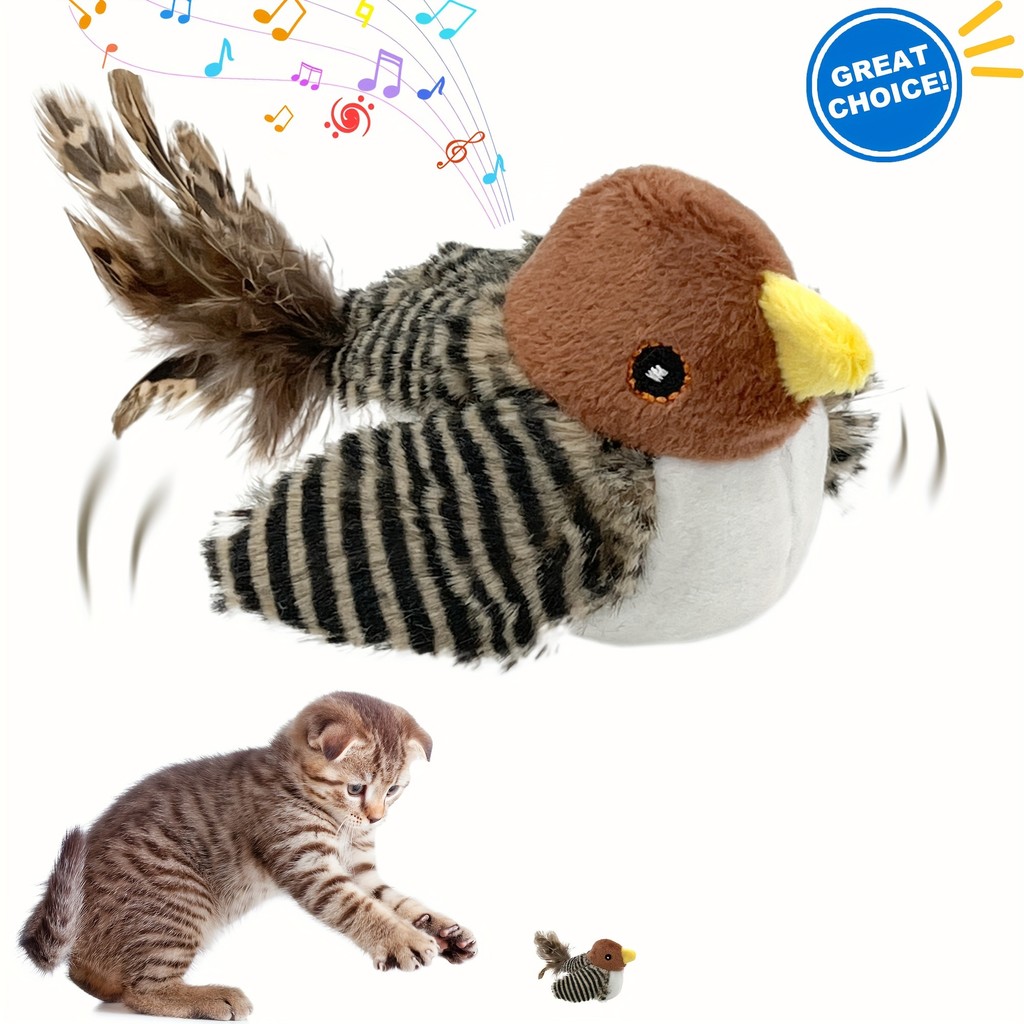 Interactive Sparrow Bird Pet Toy With Colorful Feather Patterns ...