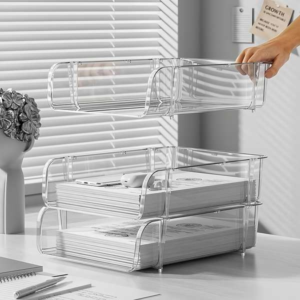 Transparent Desktop File Storage Rack Bookshelf Book Table Storage Rack ...