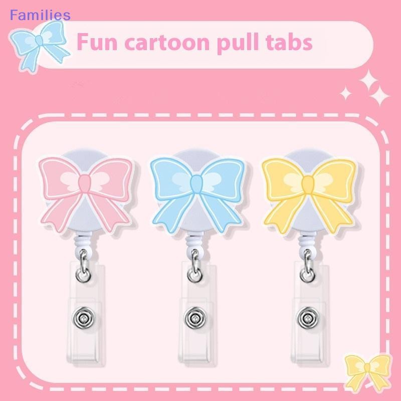 Families> Retractable Nylon Cord Pull Reel Keychains Bow Spring Buckle ...