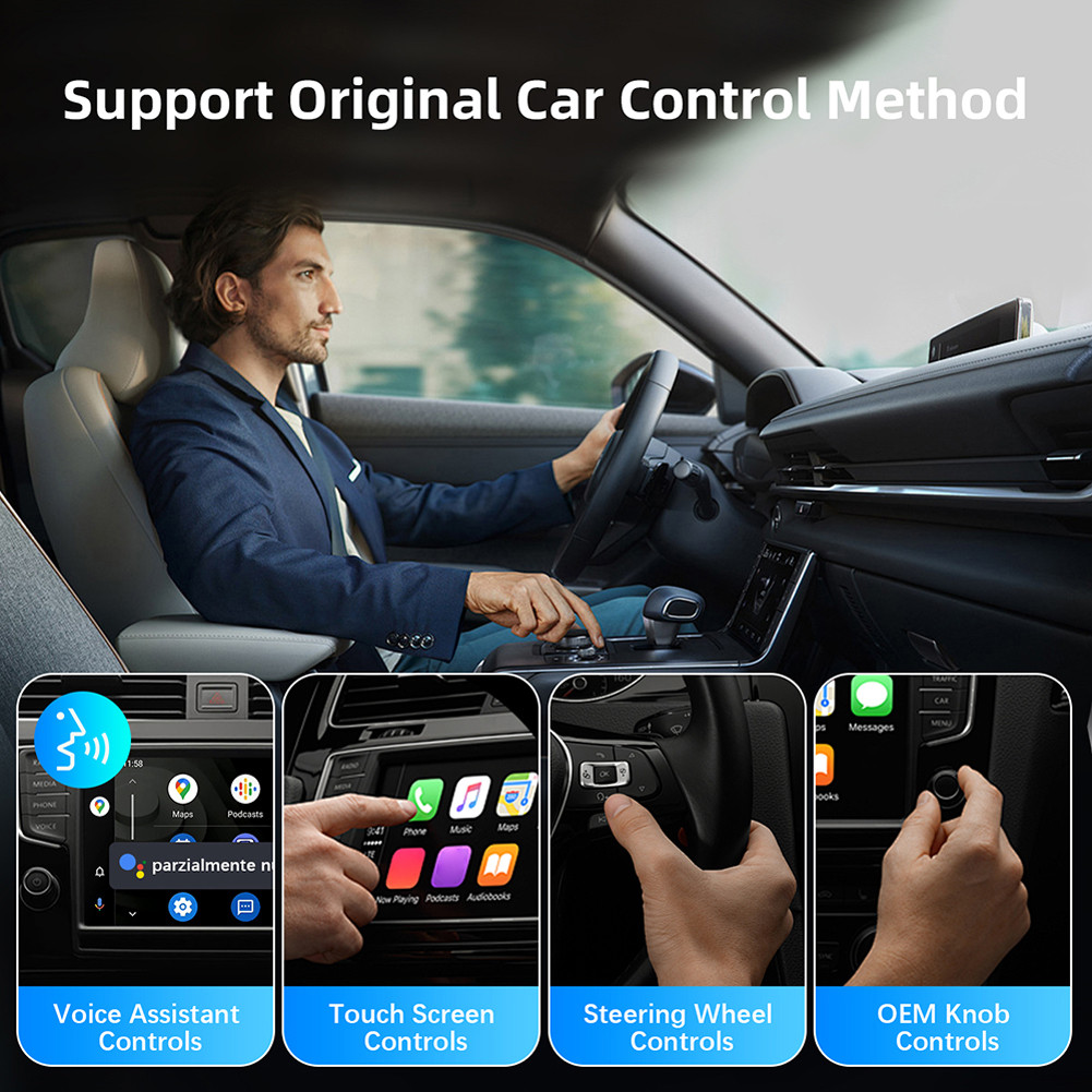 Wireless Carplay Android Auto Adapter 2 in 1 Mini Box Plug&Play CarPlay AI Box BT WiFi for Wired ...