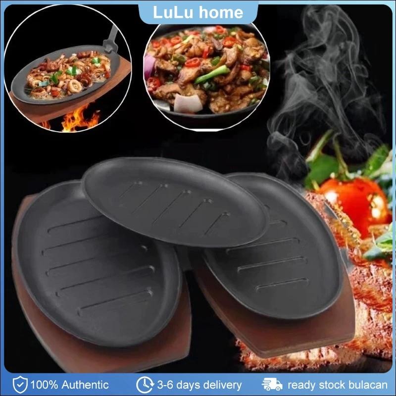 12Inch Sizzling Oval Cast Iron Sizzling Plate with Stainless Handle ...