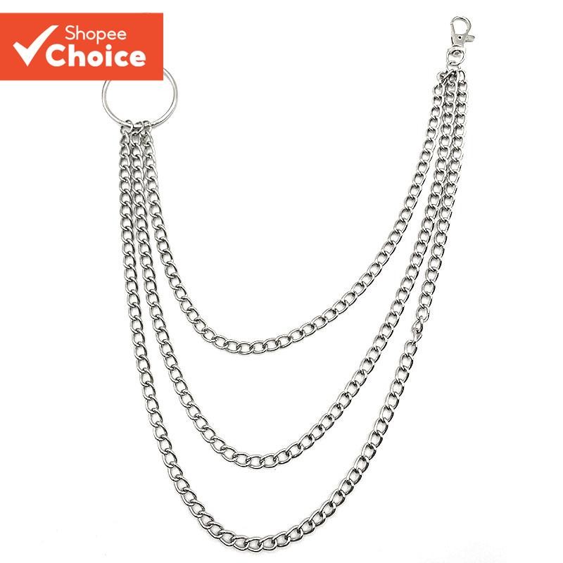 3 Layer Long Metal Belt Chain Rock Punk Hook Long Pants Waist Chain ...