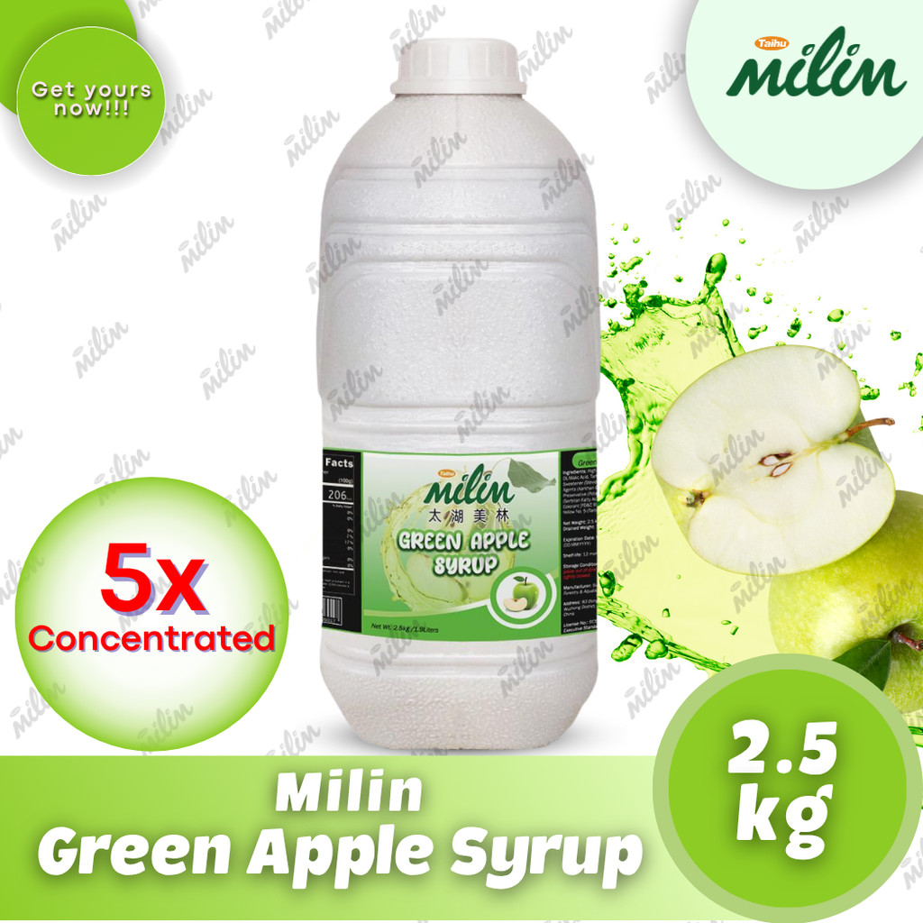 MILIN Highly Concentrated Green apple Syrup 2.5kg/1.9Liters | Shopee ...