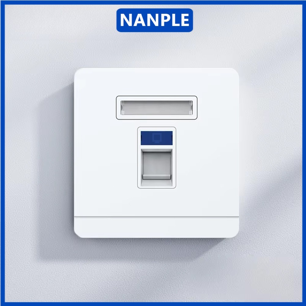 NANPLE Ethernet Faceplate Single 1-Port/Double 2-Way RJ45 Socket Wall ...