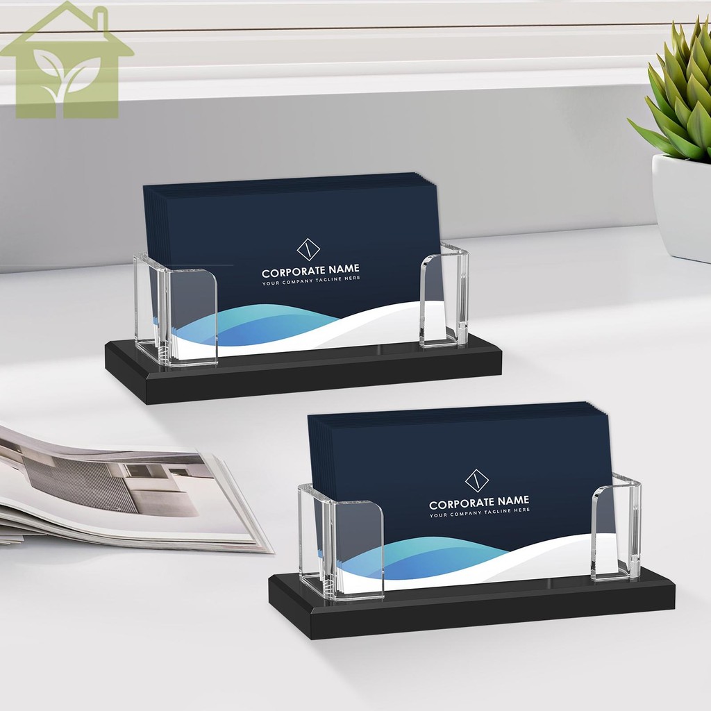 2Pcs Rectangular Horizontal Acrylic Name Card Desktop Organizer Clear ...