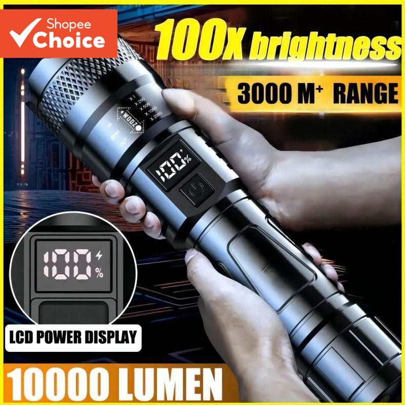 LED Ultra Powerful Flashlight Waterproof Lamp USB Rechargeable High ...