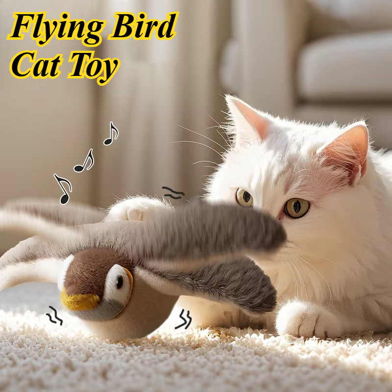 Interactive Cat Toy Flapping Bird (with Catnip )USB Rechargeable Touch ...