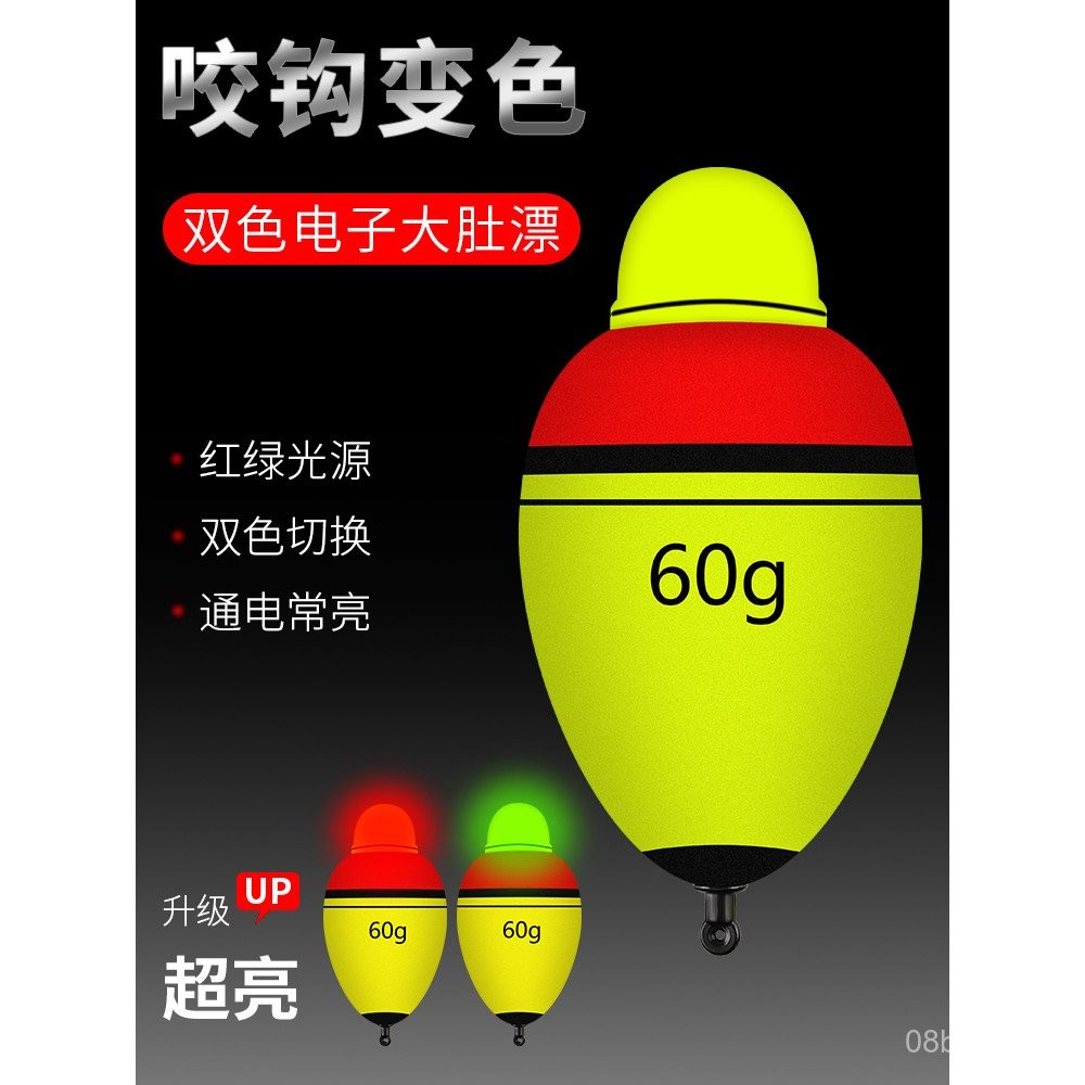 Large Belly Luminous Float Bite Indicator Color Changing Sea Rod Long Casting Sea Pole Casting ...