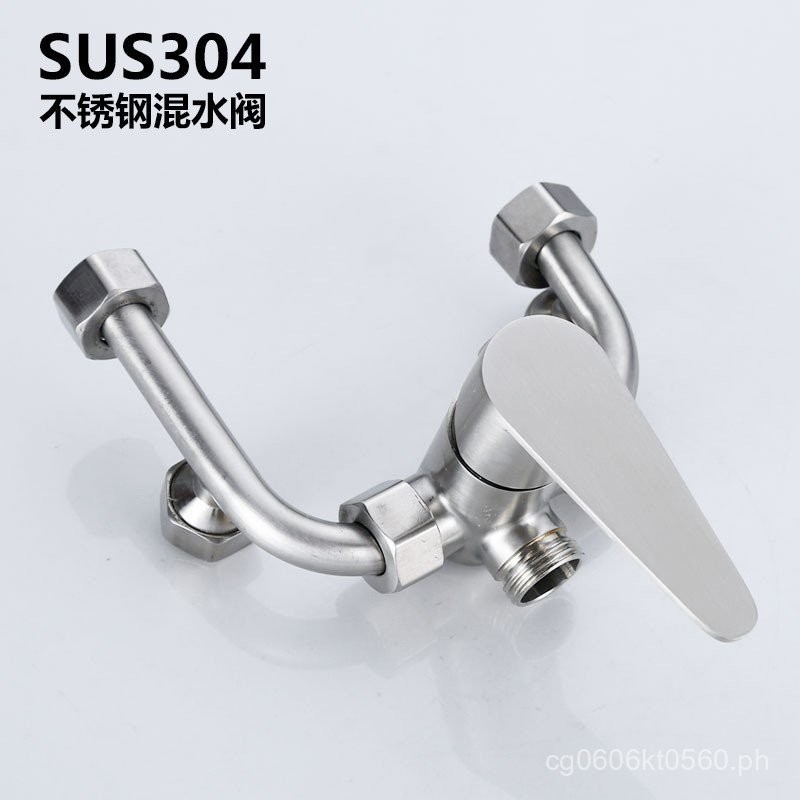Hot and Cold Water Mixing Valve Exposed Electric Shower Stainless Steel ...