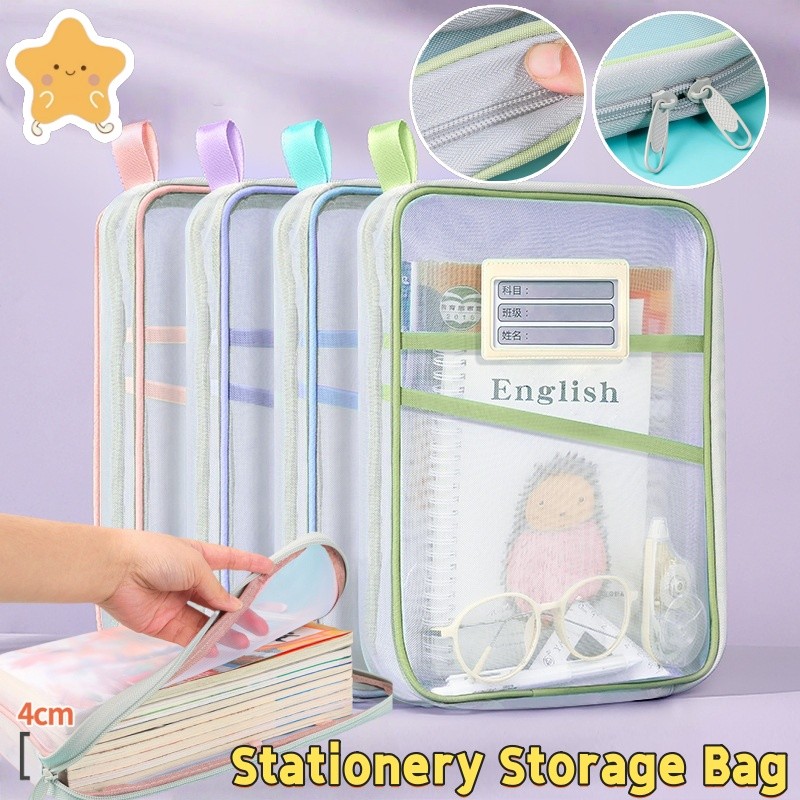 3 Layer Nylon Stationery Storage Bag Document Bag File Folder Zipper ...