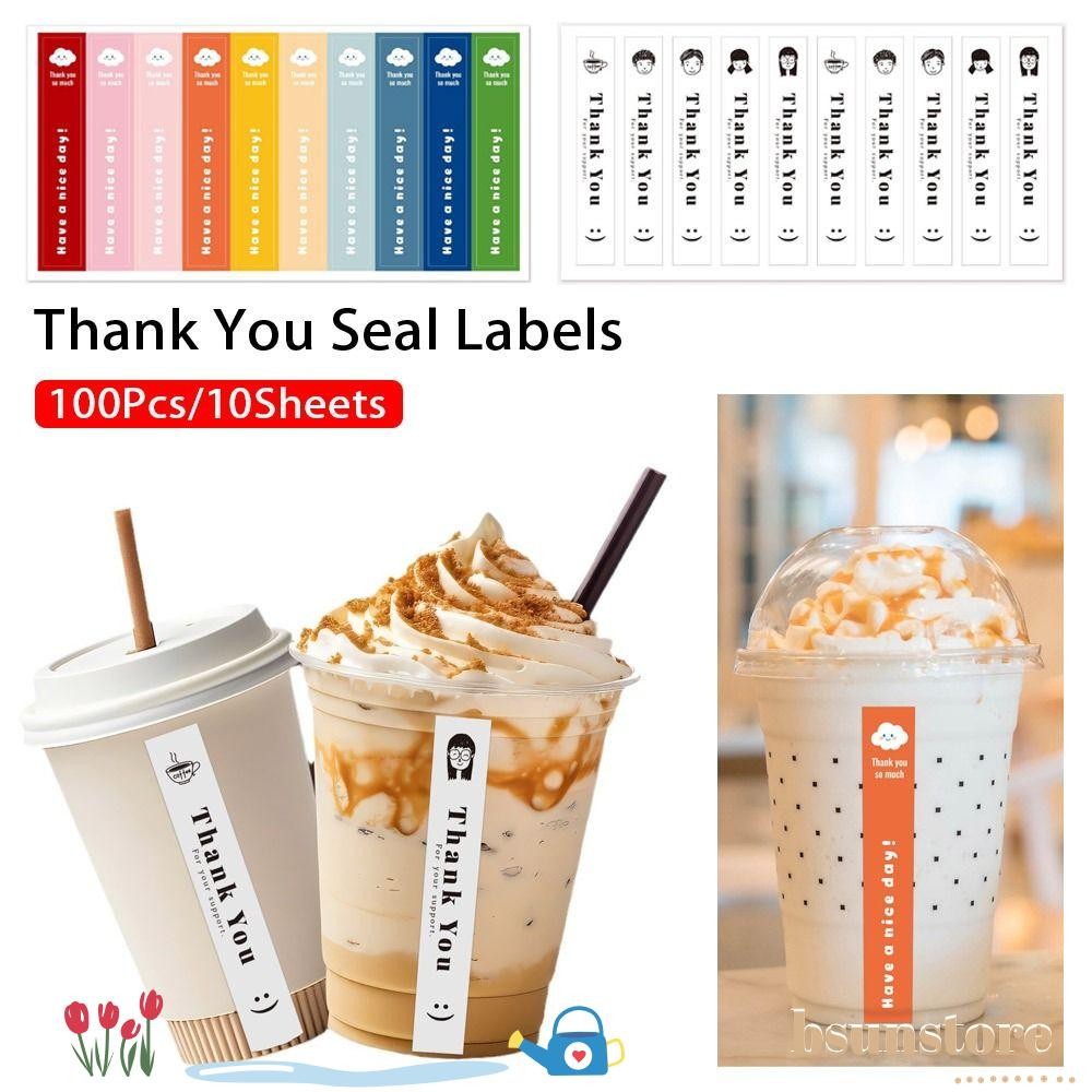 BSUNS 100Pcs/10 Sheets Seal Label, Rectangle Thank You For Your Support ...