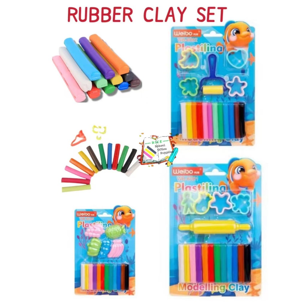 RUBBER CLAY SET SCHOOL SUPPLIES | Shopee Philippines
