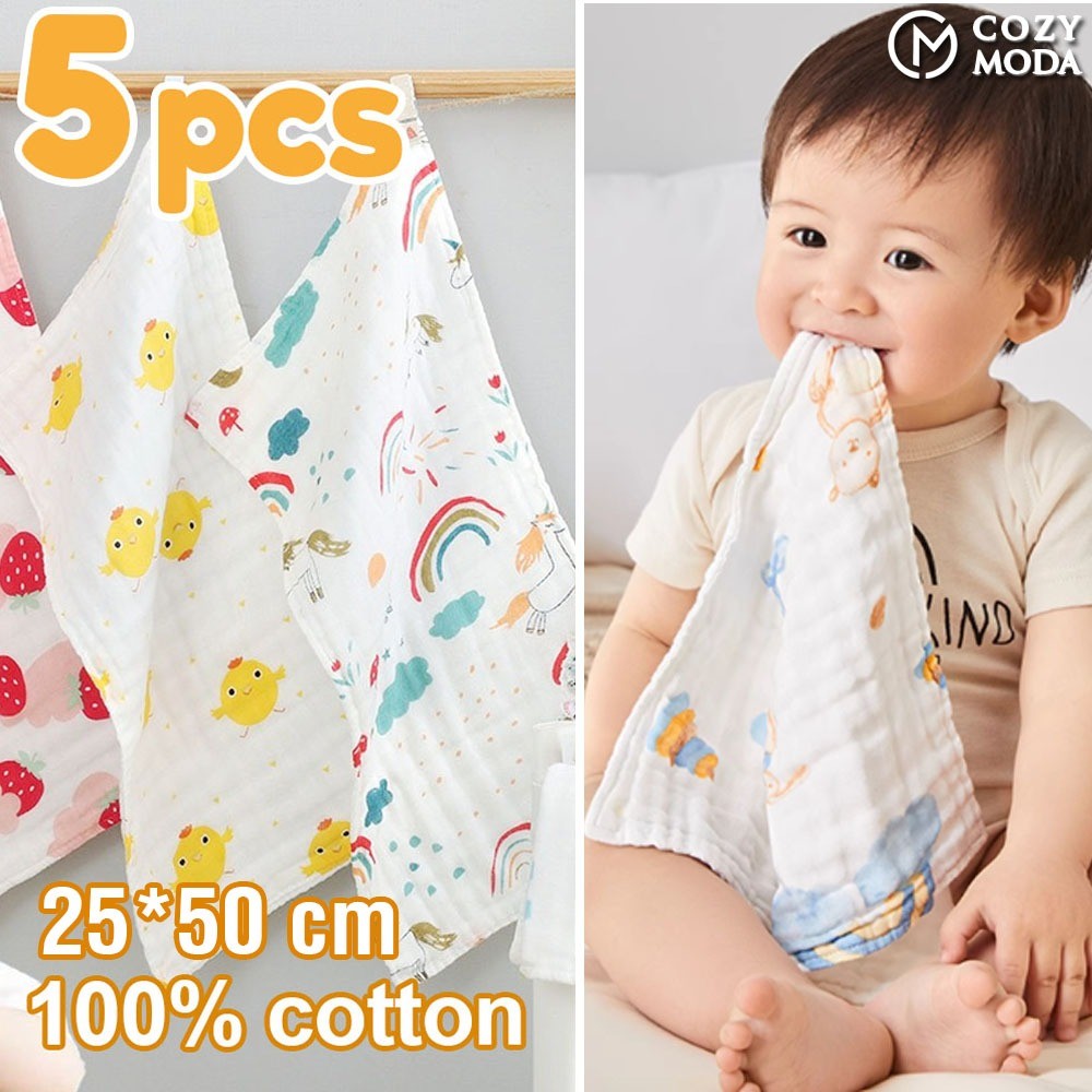 5Pack Baby Towels Bimpo 6-Layer Cotton Face Towel Burp Lampin Newborn ...