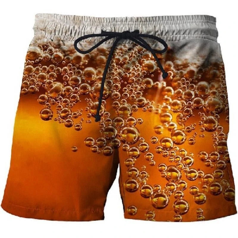 Beer Graphic Board Shorts Pants Men 3D Gulf Casual Printed Beach Shorts ...
