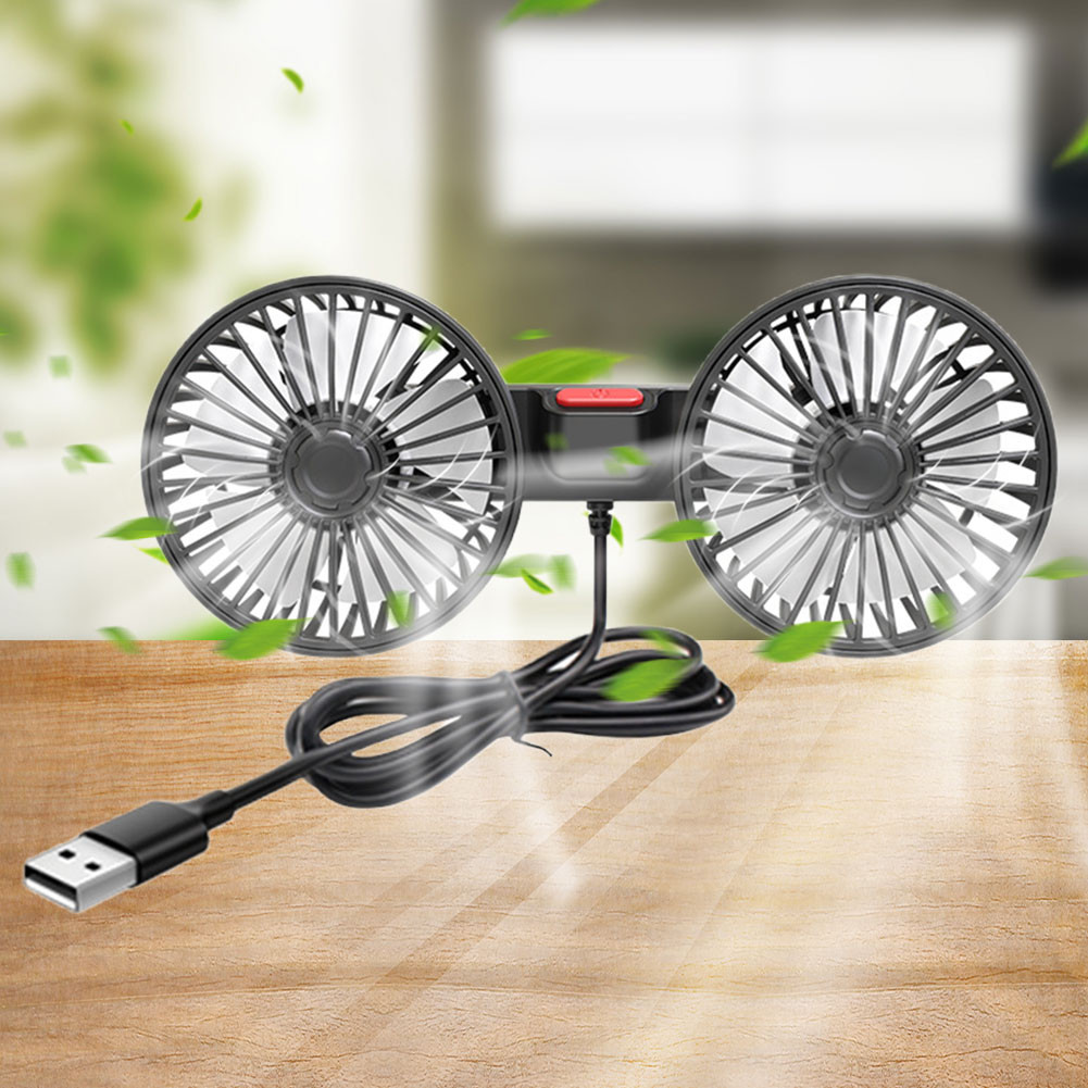 USB 5V Auto Cooler Fan Dual Head Electric Air Circulator 360 Degree ...