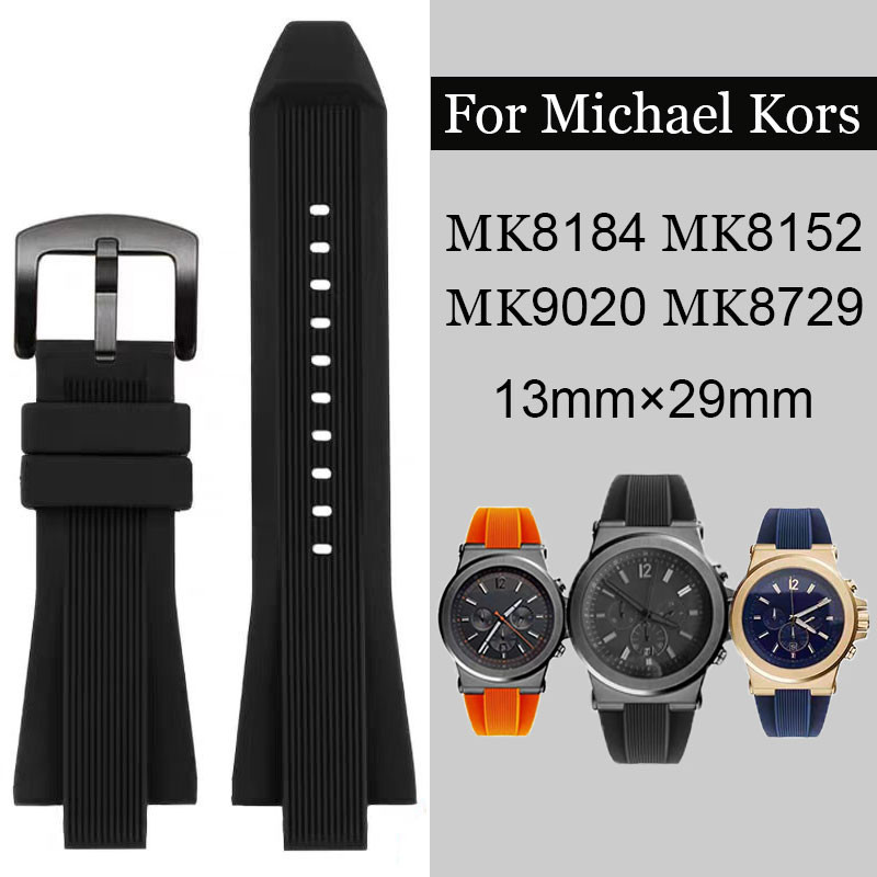 13×29mm Rubber Watch Strap for Michaol Kors MK8184 MK8152 MK8730 MK9020 ...