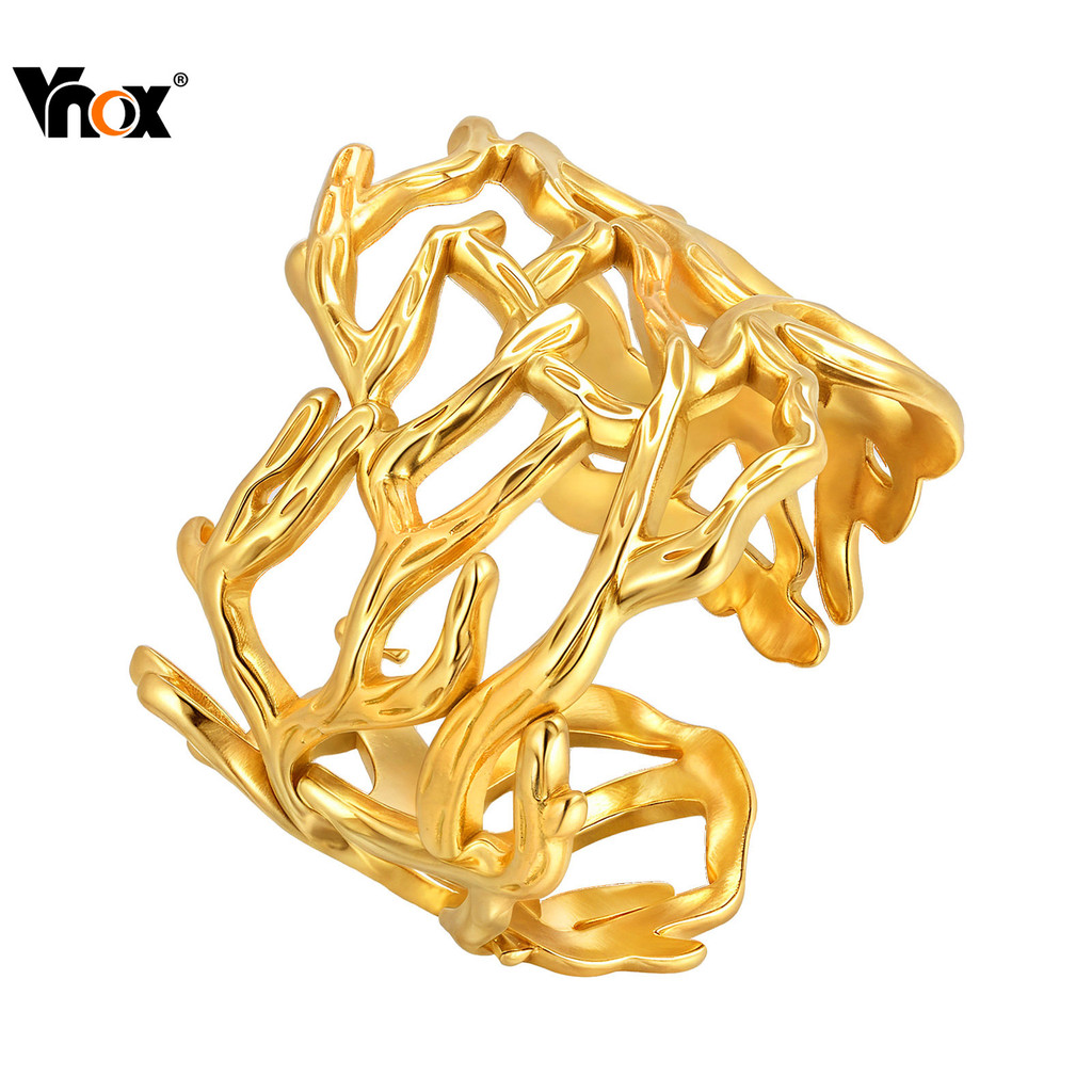 Vnox Irregular Branch Shape Wide Ring for Women Men,Gold Stainless ...