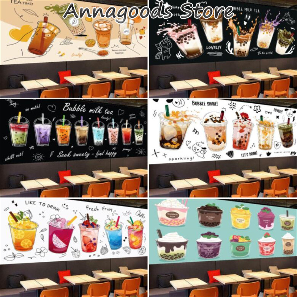 Custom Bubble Tea Wall Paper Mural Milk Tea Shop Afternoon Tea ...