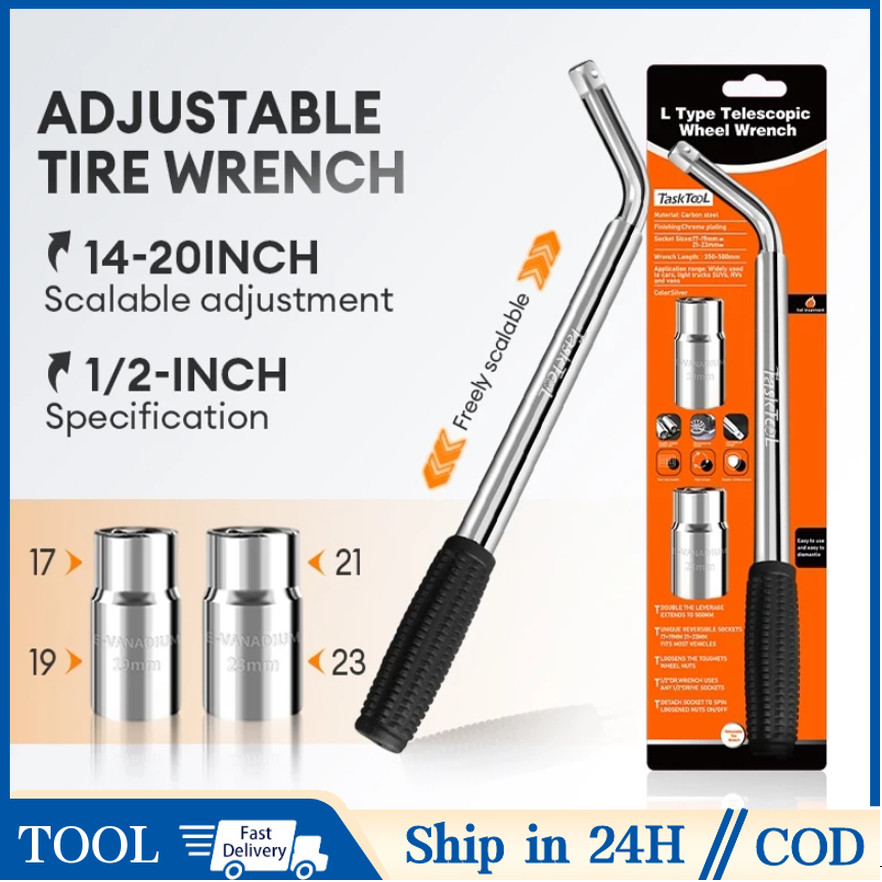 Car Tire Wrench L-type Mobile Socket Wrench Heavy Duty Telescoping ...