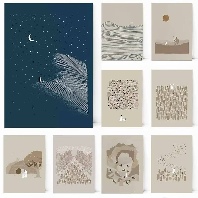 Modern Boho Jesus Christian Gift Bible Sketch Posters Decorative Canvas ...