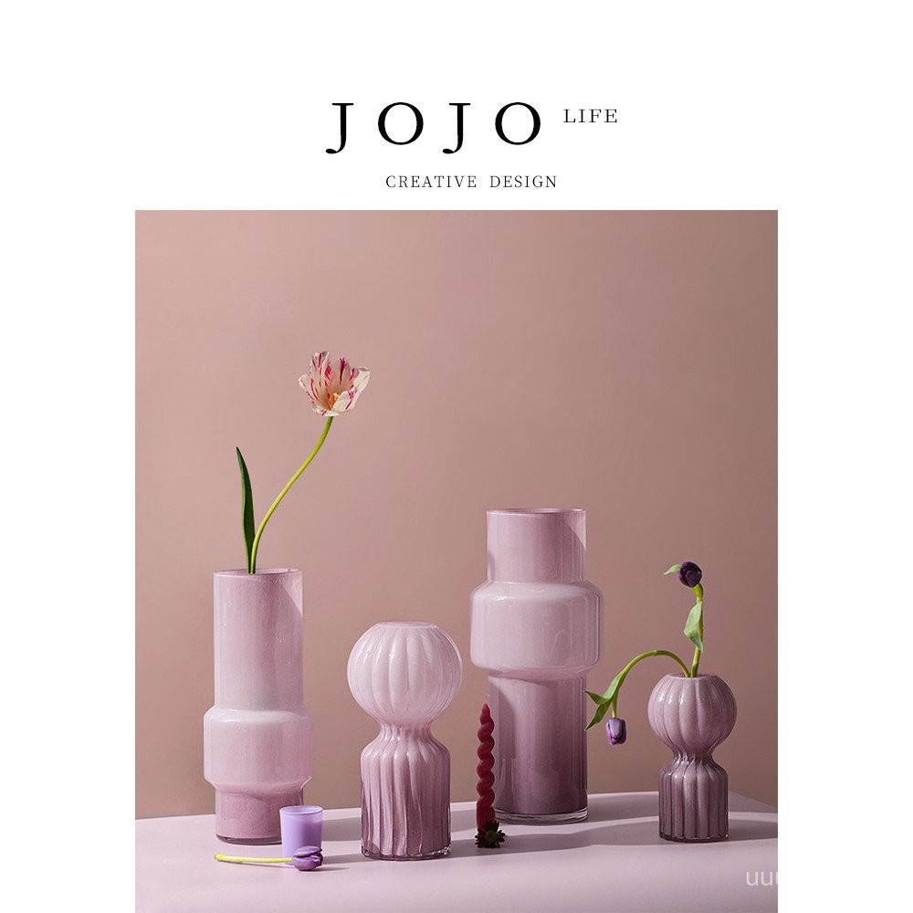 JOJO'S L. PD·Peach·Irregular Porcelain Powder Glass Vase Ornament ...
