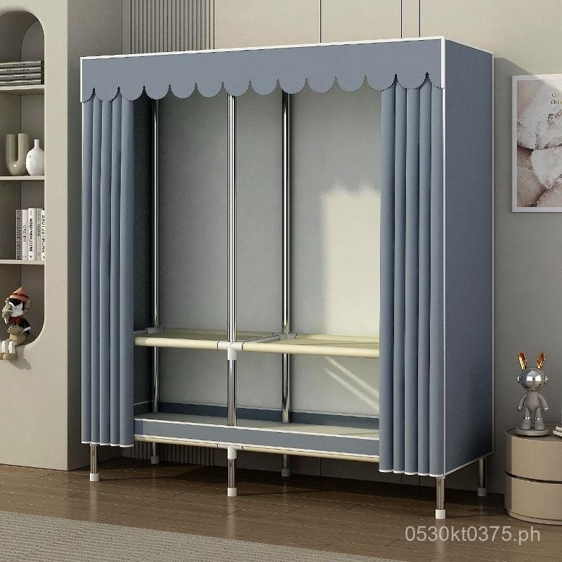 Solid Color Steel Pipe Steel Frame Wardrobe Bedroom Assembly Simple ...
