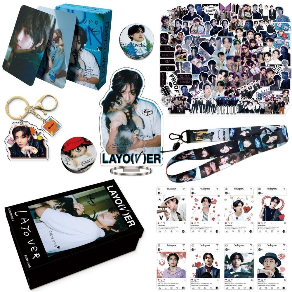 BTS V Kim Taehyung Merchandise Set Keychain Sticker Gift Box V Album ...