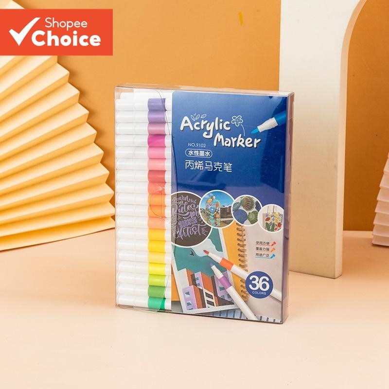 Set of 36 Colors Acrylic Marker Pens – Stackable, Waterproof, Quick-Dry ...