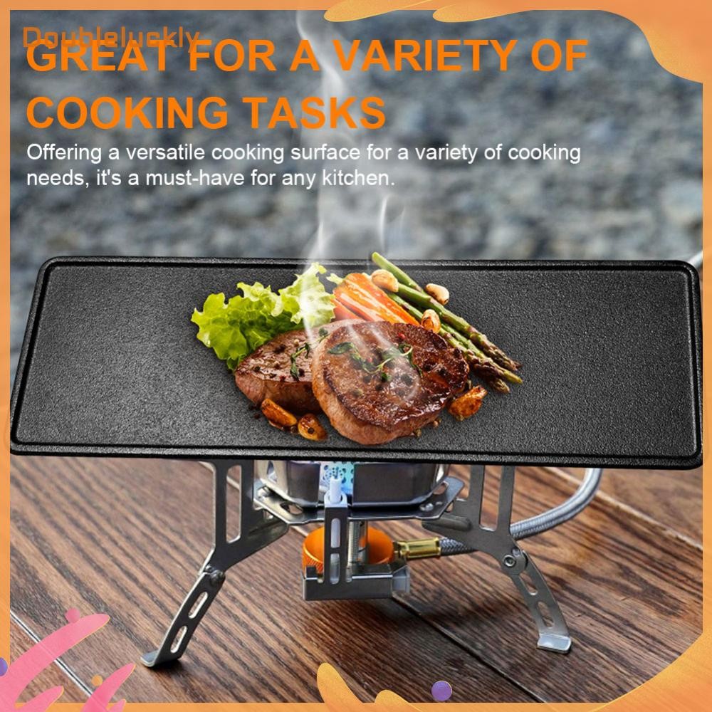 15.1 X 4.7in Cast Iron Flat Top Griddle Rectangular Griddle Grill Pan ...
