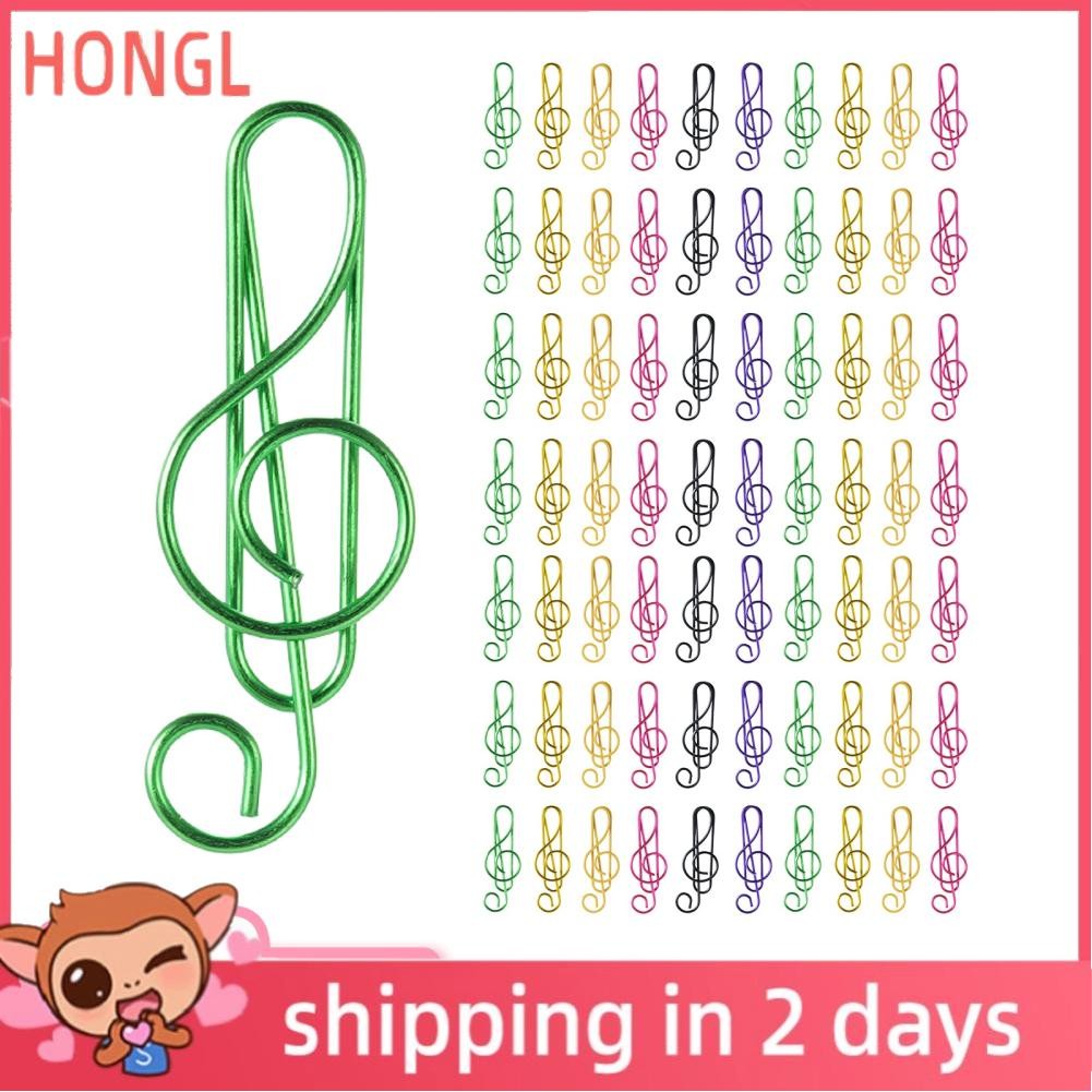 honglai-ph 100 Rainbow Music Note Paper Clips Metal Wire for Office ...