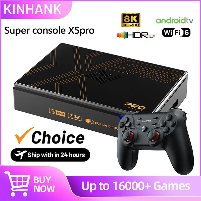 Kinhank Super Console X5 PRO Retro Video Game Consoles with 4T Hard Drive 16000 Games for PS2 ...