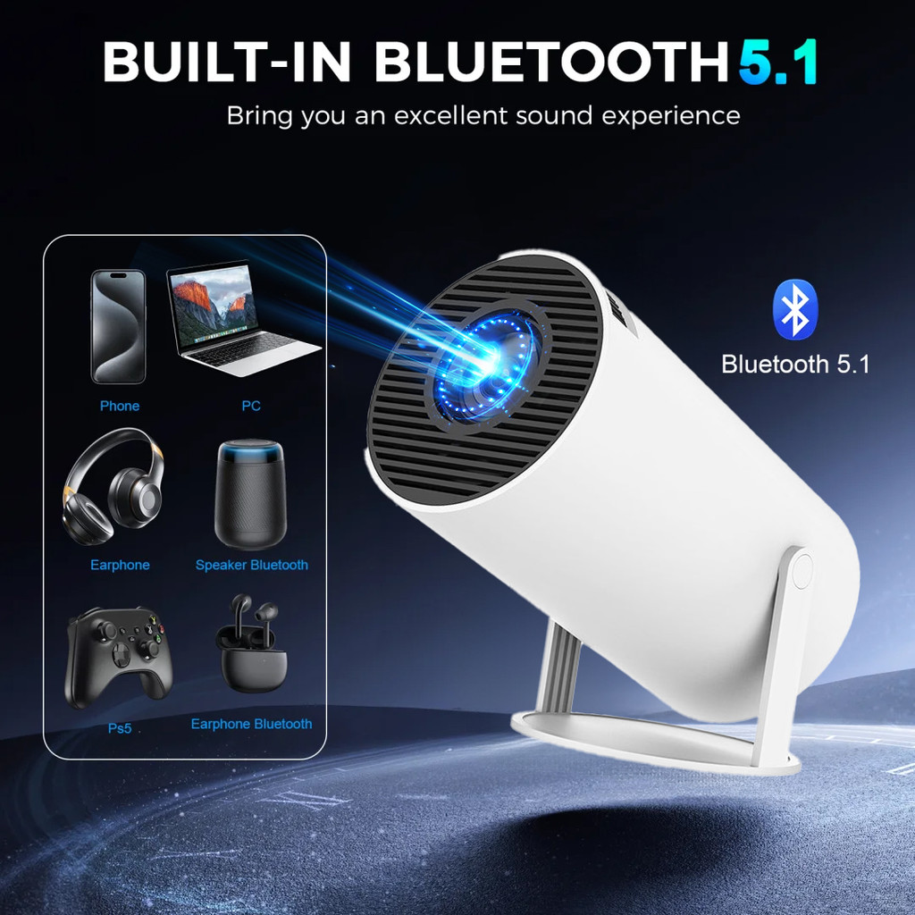 RANDY 5 Min Smart Projector HY300 Pro 4K 720P- Mini LED TV Screen Smart ...