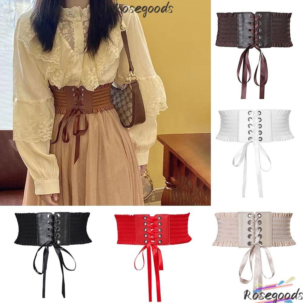 ROSEGOOD Corset Waist Belt, Stretchy Wide Silk Elastic Cummerbunds ...