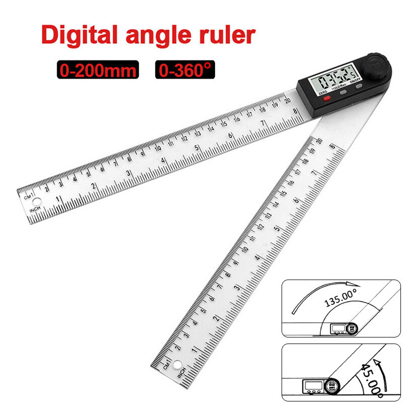 200mm Digital Protractor Length Ruler Angle Finder Protractor Meter ...