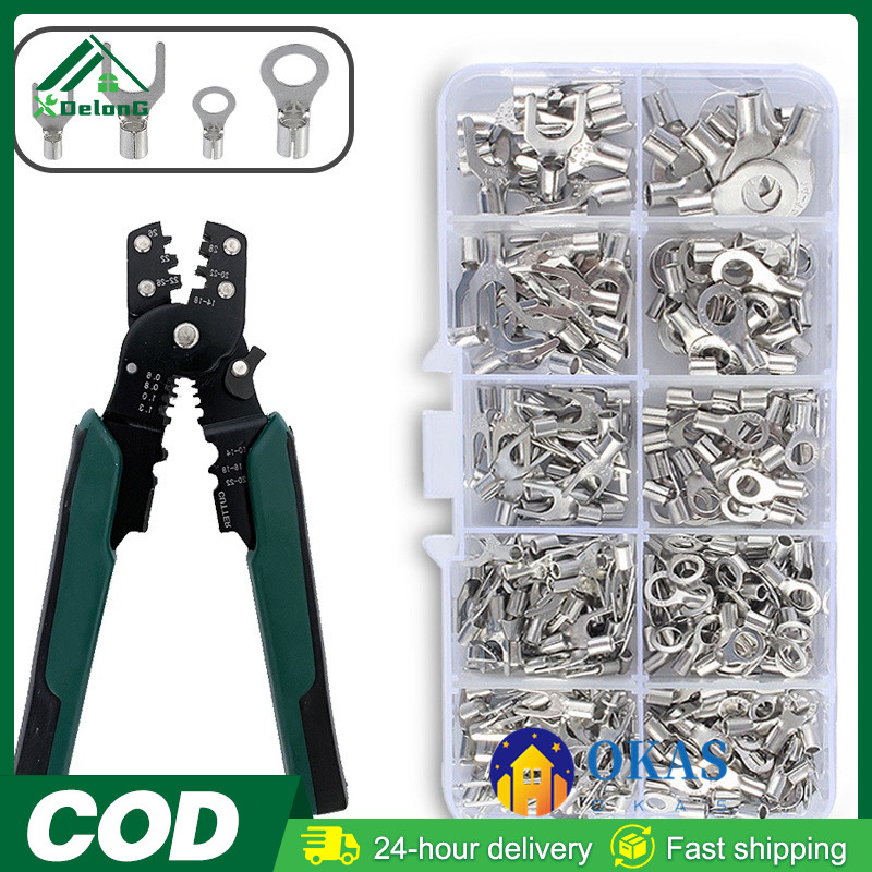 320 pcs crimping terminal and pliers splicing terminal kit cold pressed ...
